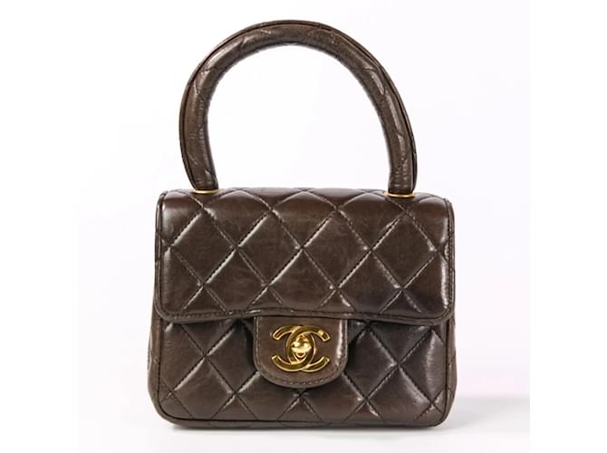 Chanel Mini Matelasse Top Handle Bag Black Leather ref.2254153 - Joli ...