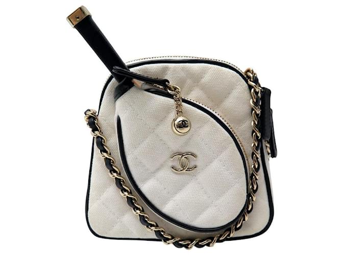 RARE CHANEL MONTE-CARLO COCO MASTER 23 TENNIS SHOULDER RACKET BAG Cream ...