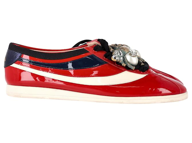 Gucci Falacer Sneakers in Red Patent Leather Dark red ref.2270895 ...