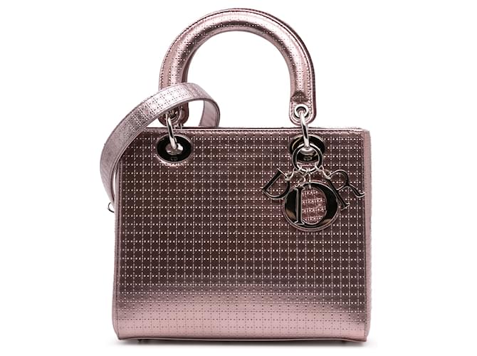 Dior Purple Medium Metallic Patent Microcannage Lady Dior Leather ...
