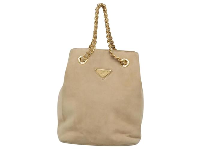 Prada Triangle Logo Beige Suede ref.2272955 - Joli Closet