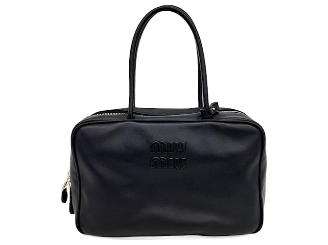 MIU MIU embossed logo bowling bag (10174727) Black ref.2284057 - Joli ...