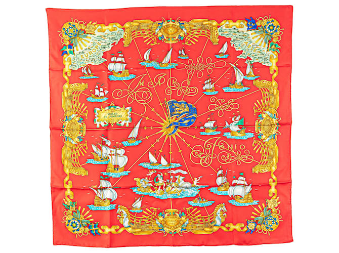 Hermès Red Voiles De Lumiere Silk Scarf Cloth ref.2293224 - Joli Closet