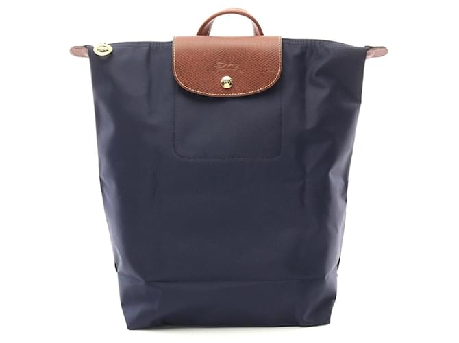 Longchamp Le Pliage Original M Backpack Fabric Leather Blue ref.2308140 ...