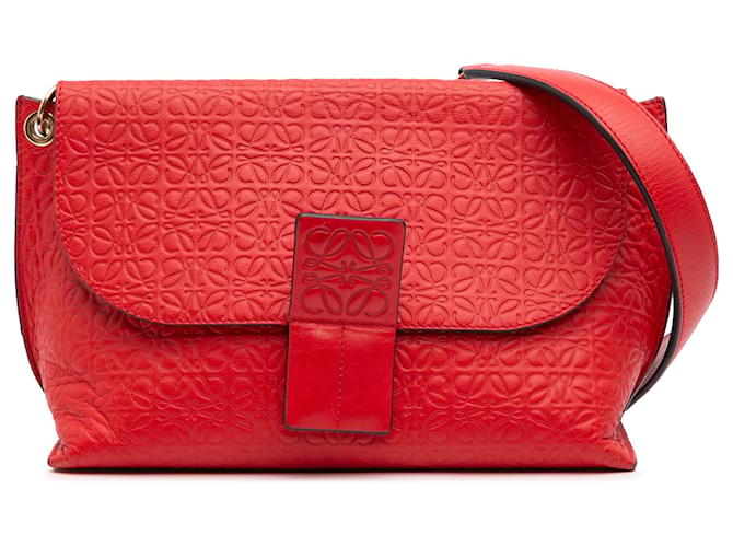 LOEWE Red Leather Repeat Anagram Avenue Crossbody Pony-style calfskin ...