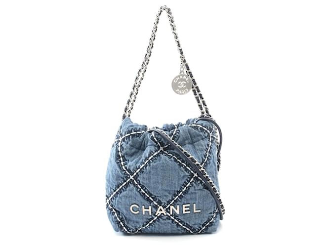 Chanel 22 Mini Denim Shoulder Bag Blue ref.2314047 - Joli Closet
