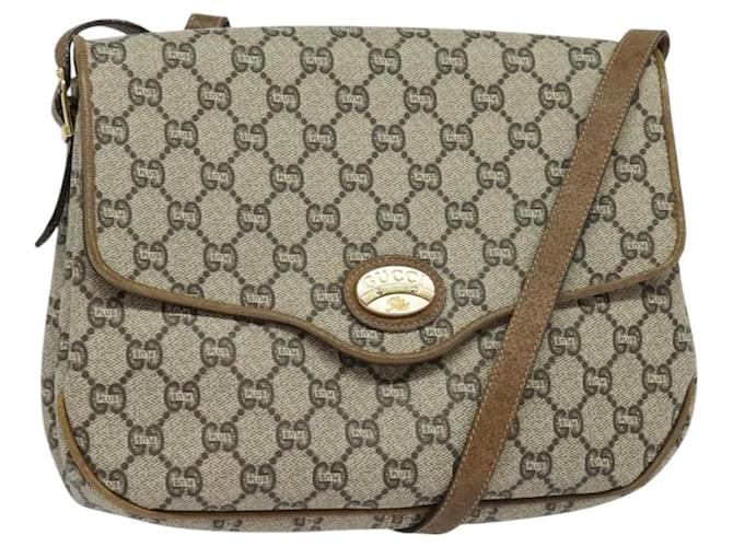 GUCCI GG Plus Supreme Shoulder Bag PVC Beige Gold Auth ep9232 Golden ...