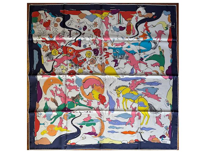 Hermès Thousand and One New Rabbits White Multiple colors Navy blue ...