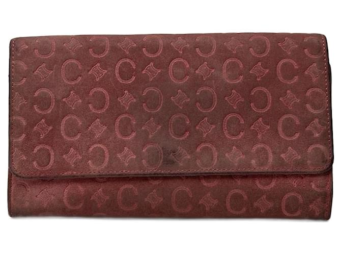 Céline Vintage Celine suede macadam Monogram Wallet pink Brown ref ...