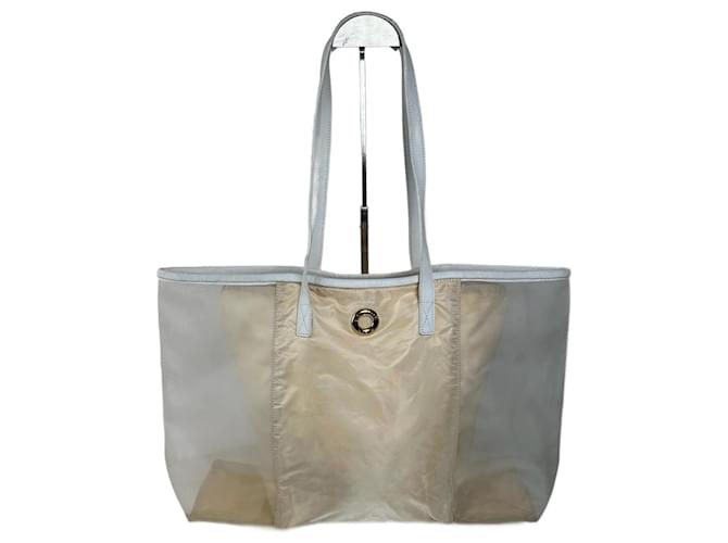 Céline Vintage Celine Paris transparent shopper bag white Polyester ref ...