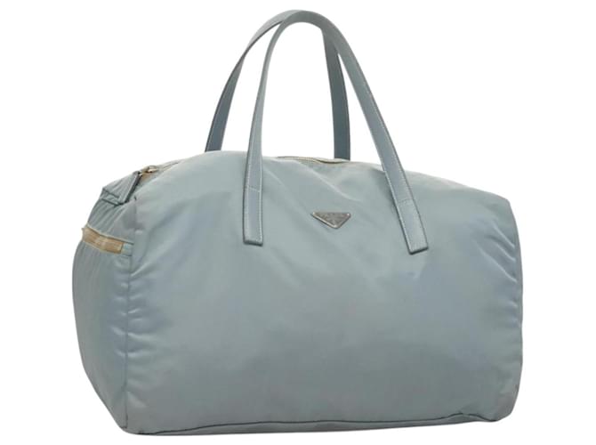 PRADA Boston Bag Nylon Light Blue Silver Auth 127318 Silvery ref ...