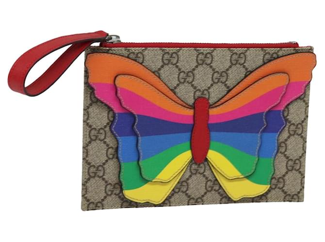 Gucci Rainbow Butterfly Clutch GG Supreme Model Brown ref.2337267 ...