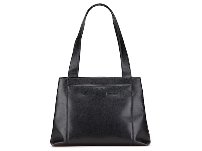 Chanel Black Caviar LAX Embroidered Logo Tote Leather ref.2340045 ...