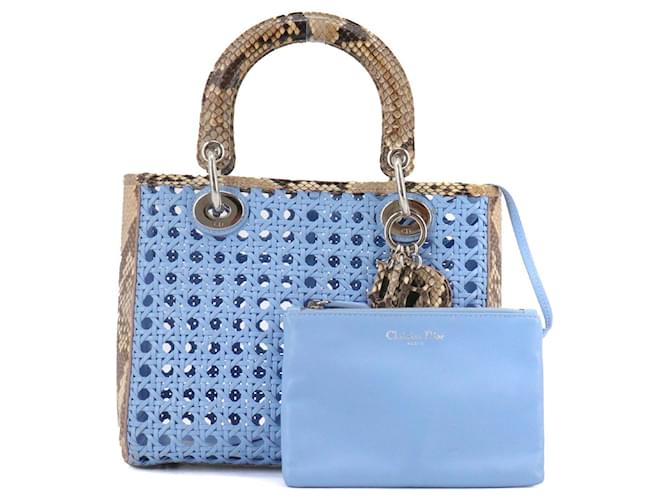 DIOR - Limited edition Lady Dior handbag in exotic python leather Blue ...