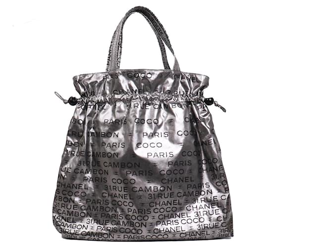 CHANEL - Chanel 31 Rue Cambon tote bag in metallic gray canvas Grey ...
