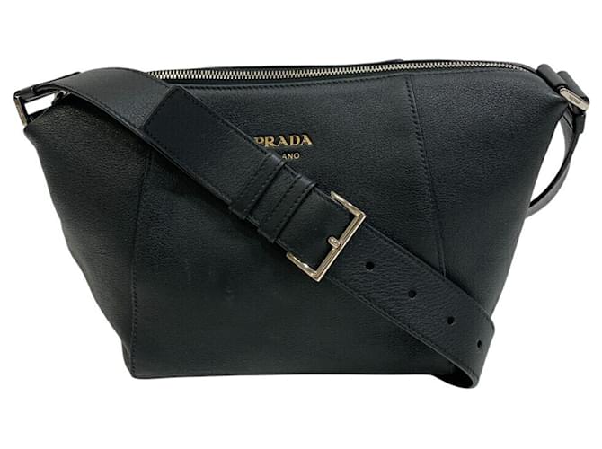 Prada Men's Leather Line Shoulder Bag Black ref.2373538 - Joli Closet