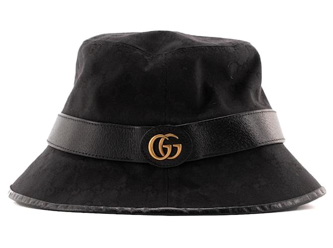 GUCCI - Chapeau Fedora Gucci en toile GG noire (L) Black Cloth ref ...
