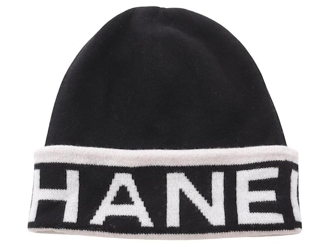 Chanel Cashmere Knit Cap Black White ref.2436076 - Joli Closet