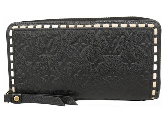 Louis Vuitton Monogram Empreinte Stitch Zippy Wallet Black Beige ref ...