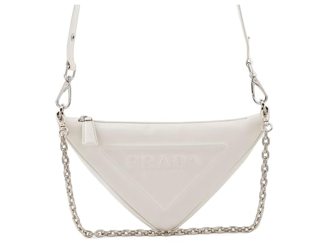 Prada Triangle Shoulder Bag in Calfskin Leather White ref.2440477 ...