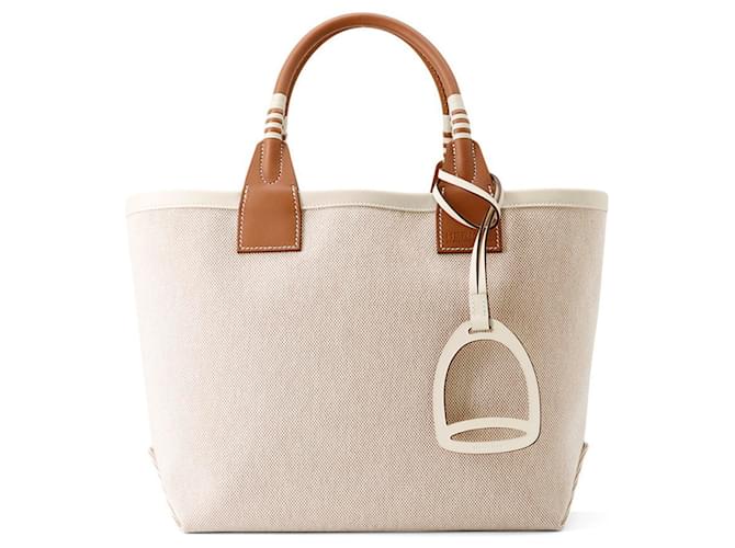 Hermes Hermès Steeple 25 Tote Bag Golden Cream Leather Cloth ref ...