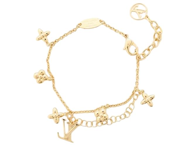 Louis Vuitton Gold Gold Plated LV Floragram Bracelet Golden Metal Gold ...