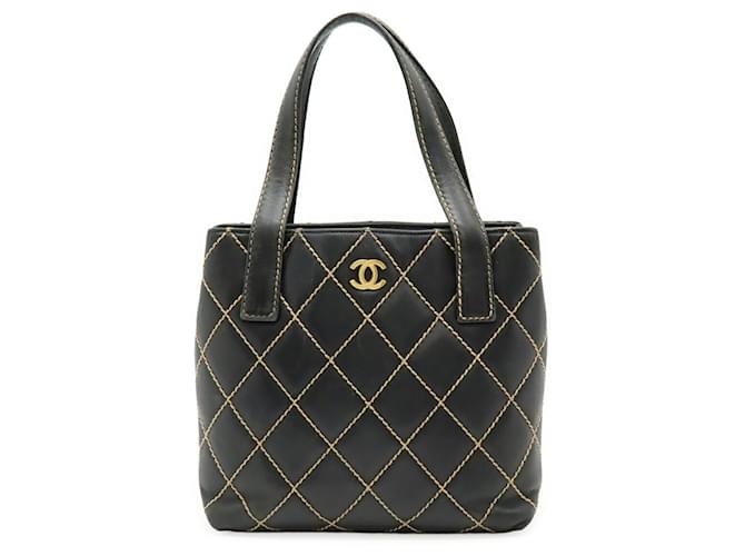 Chanel Wild Stitch Coco Mark Tote Bag Black Leather ref.2451323 - Joli ...