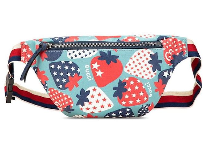 Gucci Strawberry PVC Leather Waist Bag Blue ref.2453733 - Joli Closet