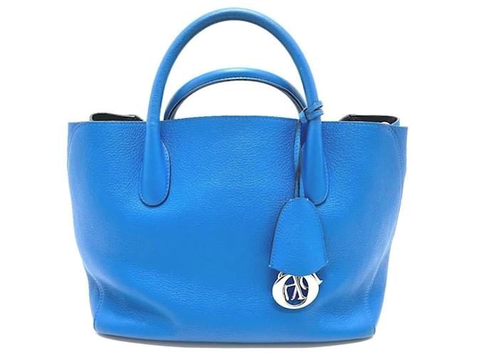 Christian Dior Dior Open Bar Handbag Blue Leather ref.2455580 - Joli Closet