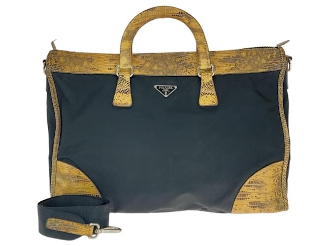 Tote Prada Nylon Python Tessuto Triangle Logo 2way Bag Black ref ...