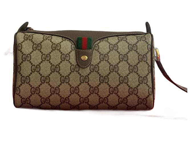 Gucci GG Logo PVC Leather Shoulder Bag Brown ref.2466032 - Joli Closet
