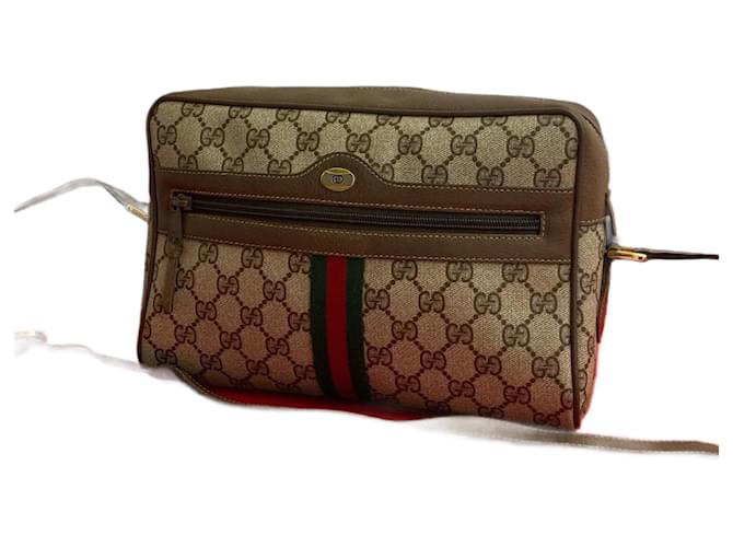Gucci Old Gucci GG Logo PVC Leather Shoulder Bag Brown ref.2466630 ...