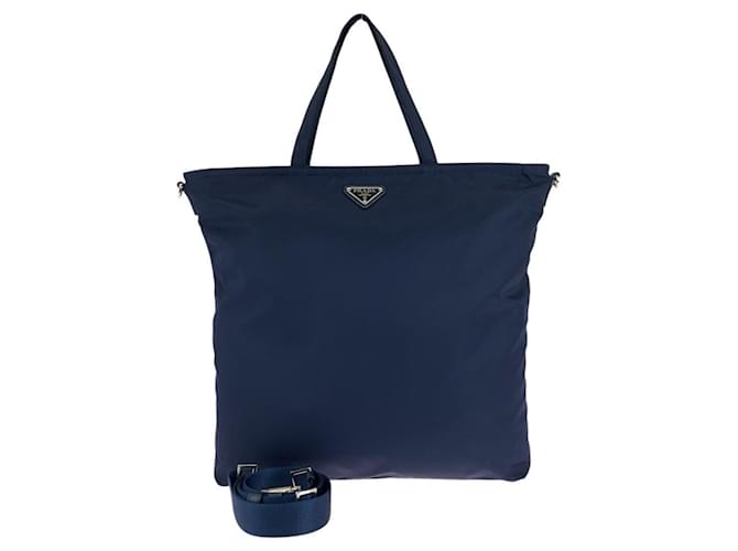 Prada Nylon Tessuto Logo Tote Bag Blue ref.2466774 - Joli Closet