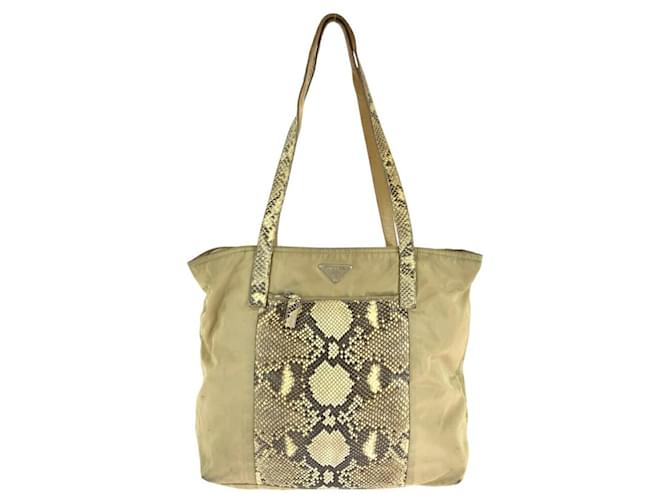 Prada Nylon Tessuto Python Logo Tote Brown ref.2468543 - Joli Closet