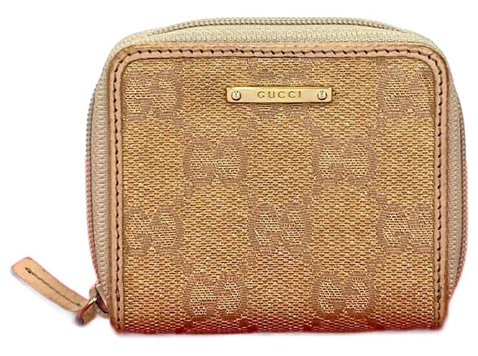 Gucci GG Canvas Leather Coin Case Pink Cloth ref.2473337 - Joli Closet