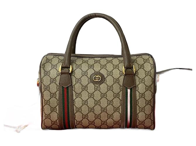 Gucci Old Gucci GG Logo 2way Handbag Brown Leather ref.2473357 - Joli ...