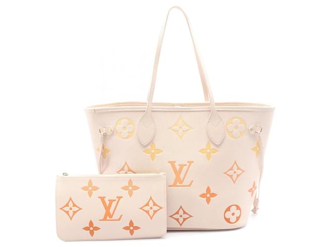 Louis Vuitton Neverfull Monogram Empreinte Shoulder Bag White Orange ...