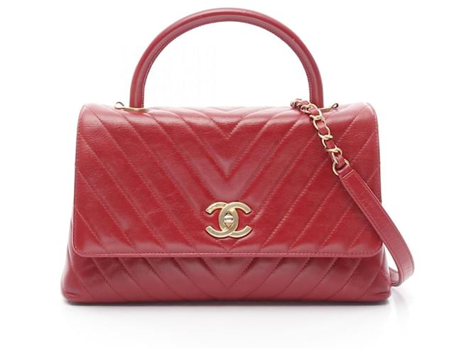 Chanel Coco Handle Leather Handbag Red ref.2480120 - Joli Closet