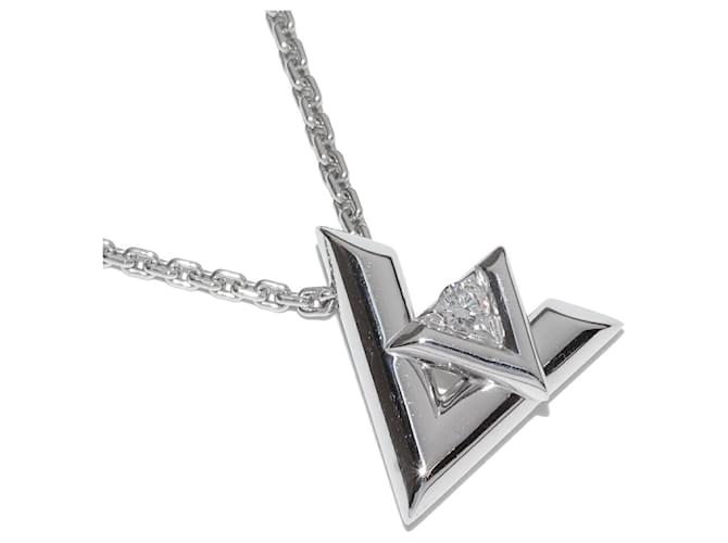 Louis Vuitton LV Volt One GM Au750 Diamond Necklace Silvery Metal ref ...