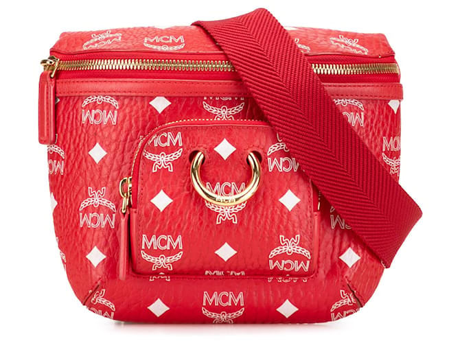 MCM Red Small Visetos Coated Canvas New Years Klassik Crossbody Cloth ...