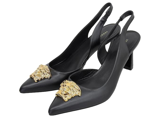 Versace Medusa Metal Backstrap Leather Pumps Black ref.2495197 - Joli ...