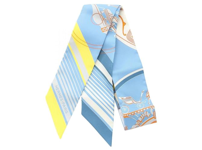 Hermès Hermes Twilly EX-LIBRIS Silk Scarf Blue Multiple colors ref ...