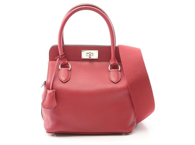 Hermes Hermès Toolbox 20 Handbag Red Leather ref.2496700 - Joli Closet