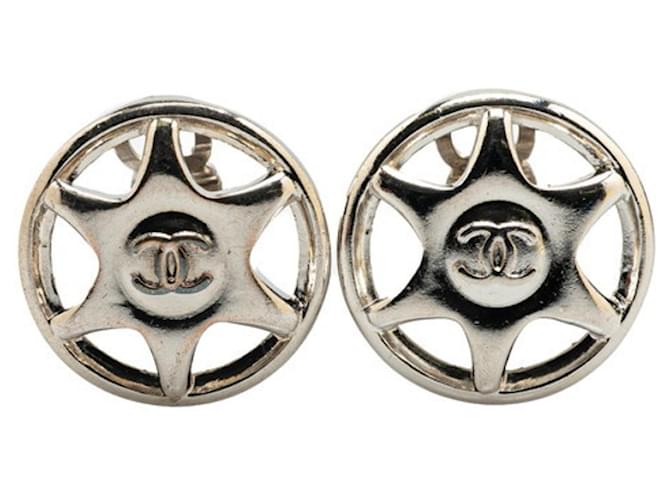 Chanel Coco Mark Wheel Earrings in Silver Silvery Metal ref.2497863 ...