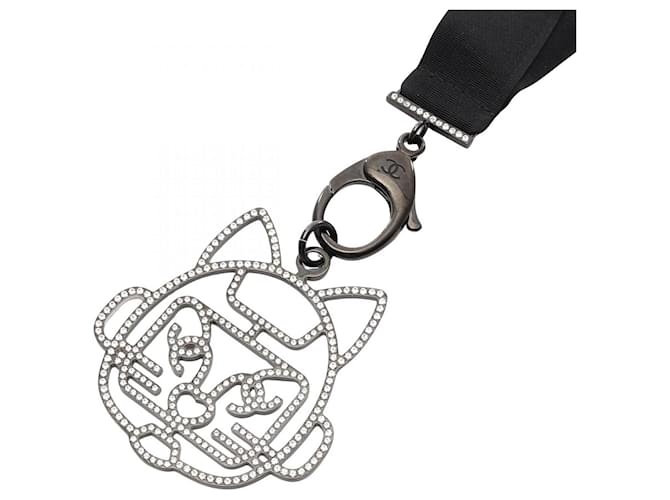 Chanel Coco Mark Cat Robot Necklace Black Steel Metal ref.2501557 ...