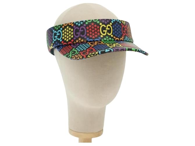 GUCCI GG Psychedelic Sun Visor Hat Multicolor Silver Auth 142391 ...