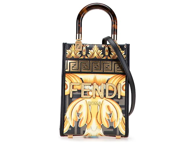 Fendi Black Versace Fendace Mini Calfskin Baroque Print Sunshine ...