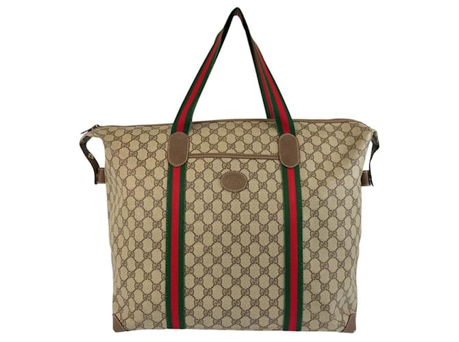 Gucci Old Gucci GG Supreme Canvas 2way Tote Bag Brown Beige Cloth ref ...