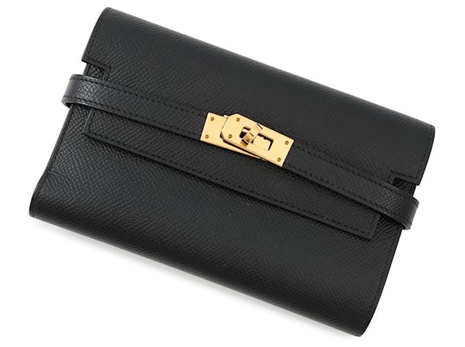Hermès Hermes Kelly Medium Tri-fold Wallet Black Leather ref.2514589 ...