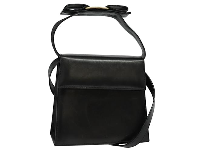 Salvatore Ferragamo Gancini Shoulder Bag Leather Black Gold Auth ...
